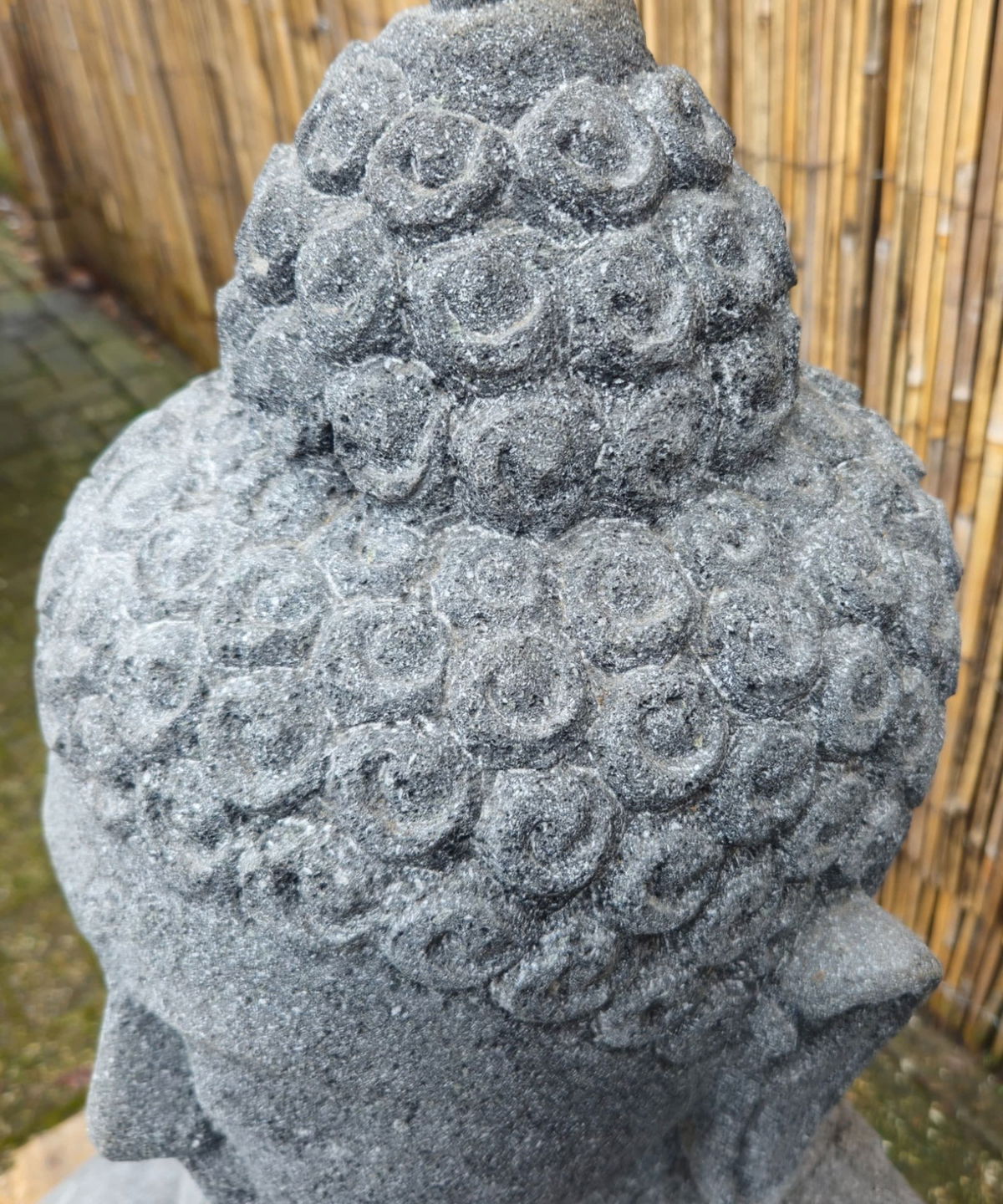Buddha image lava stone Bhumisparsha mudra 1 meter