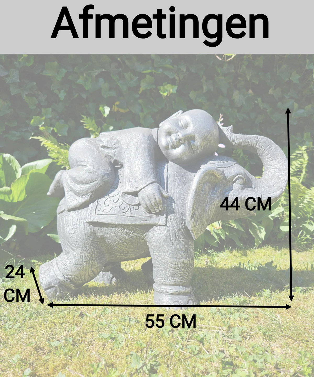 Shaolin op olifant - Kindermonnik 55cm - Boeddha-beelden.com