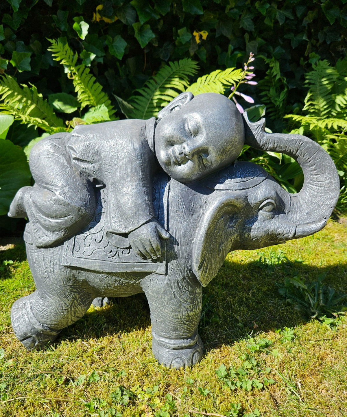 Shaolin op olifant - Kindermonnik 55cm - Boeddha-beelden.com