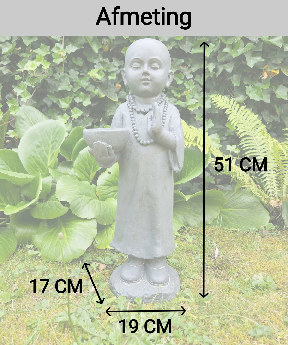 Staande Shaolin Monnik - 51cm Fiberclay Beeld