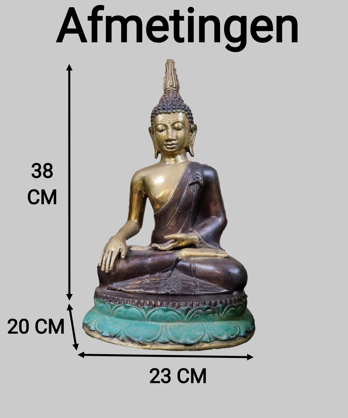 Bronzen zittend Boeddha beeld 38cm - Boeddha-beelden.com