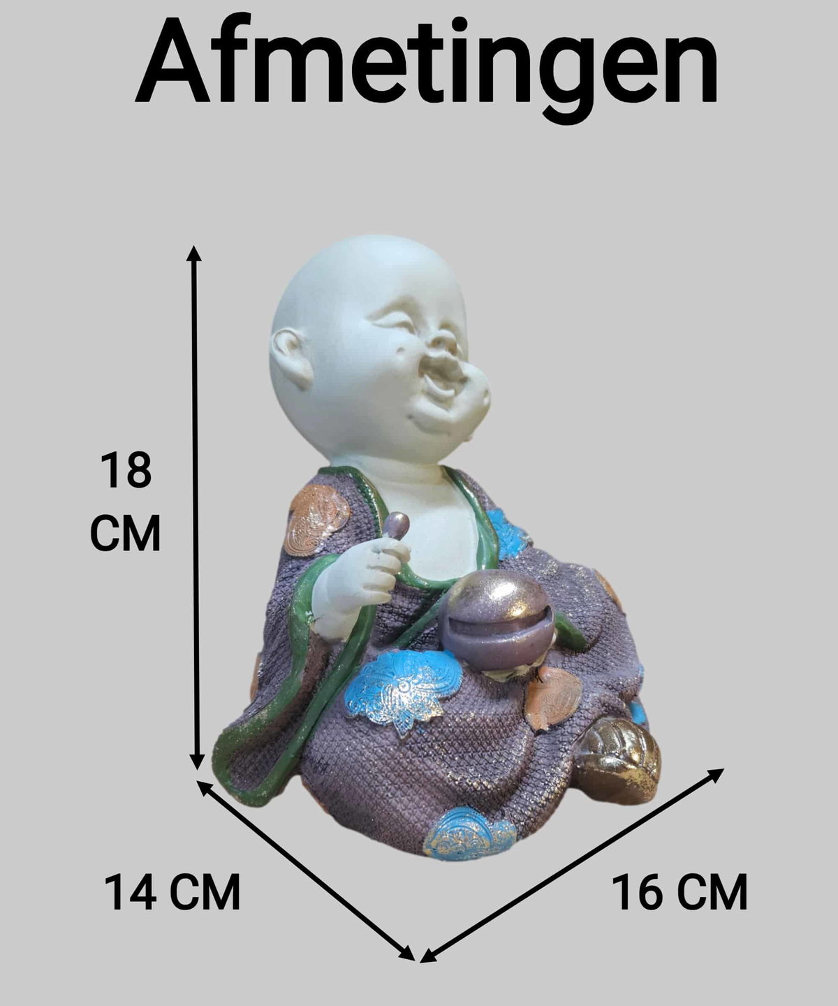 Kindermonnik beeld - Vrolijke Shaolin 18cm - Boeddha-beelden.com