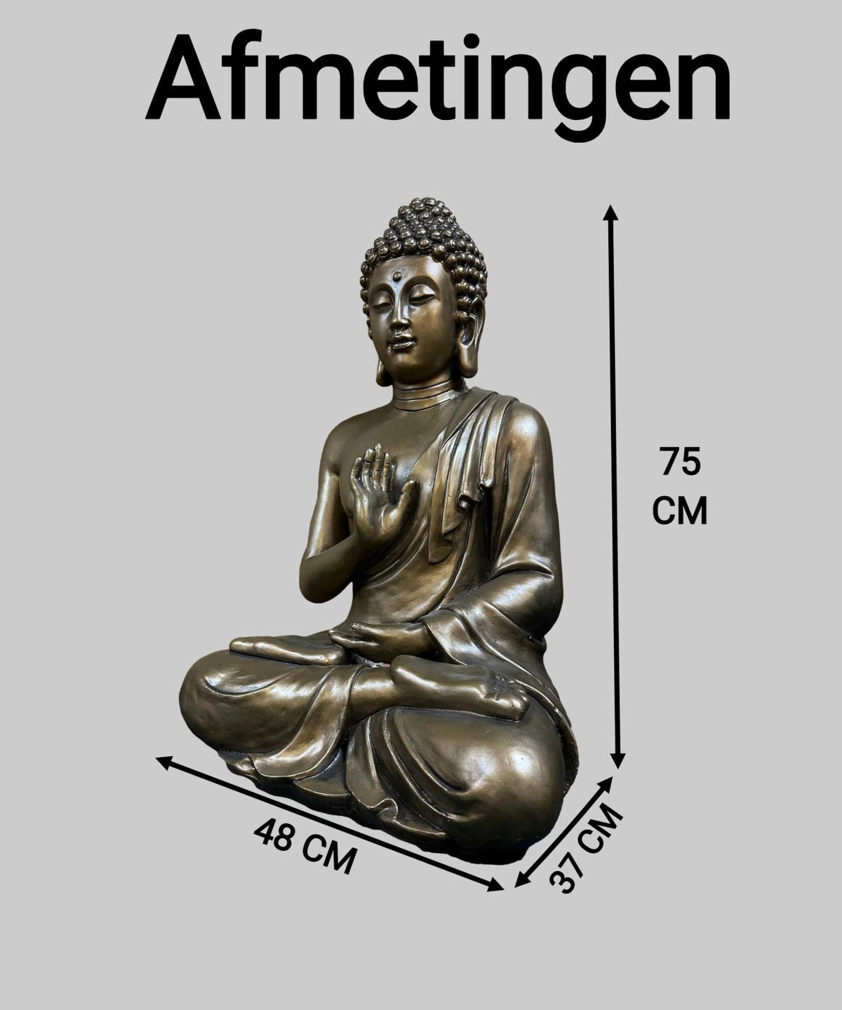 Zittend Boeddha beeld bronskleur - 75cm - Limited