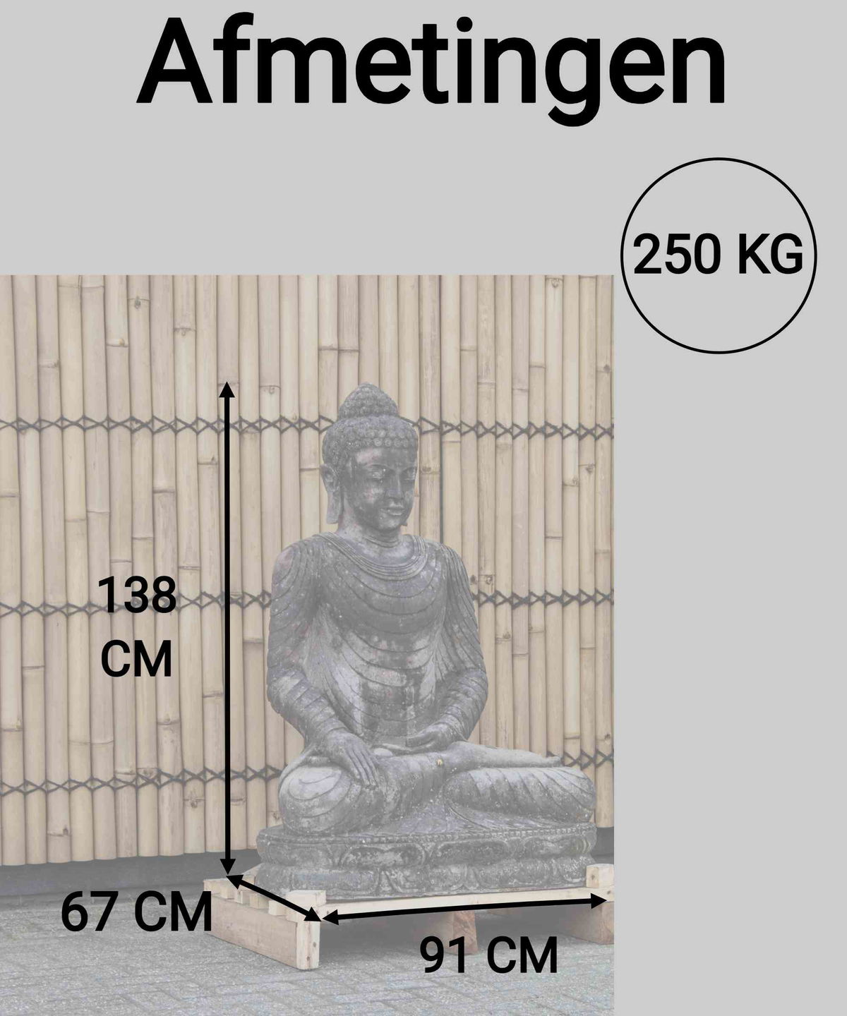 Groot Boeddhabeeld van lavasteen – 138 cm – handgemaakt Bali