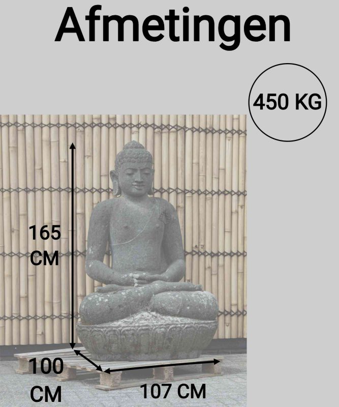 Oud Lavasteen Boeddhabeeld 165cm – Handgemaakt