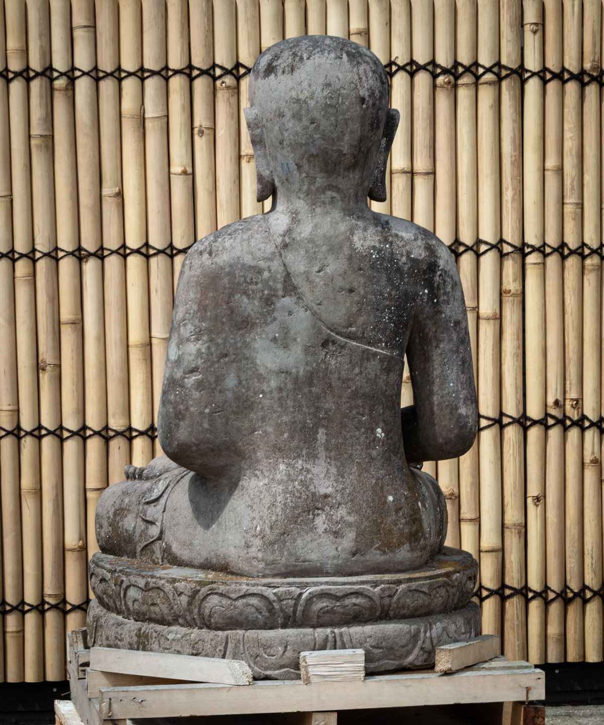 Seated Monk Statue in Dhyana Mudra - Lava Stone - 155cm
