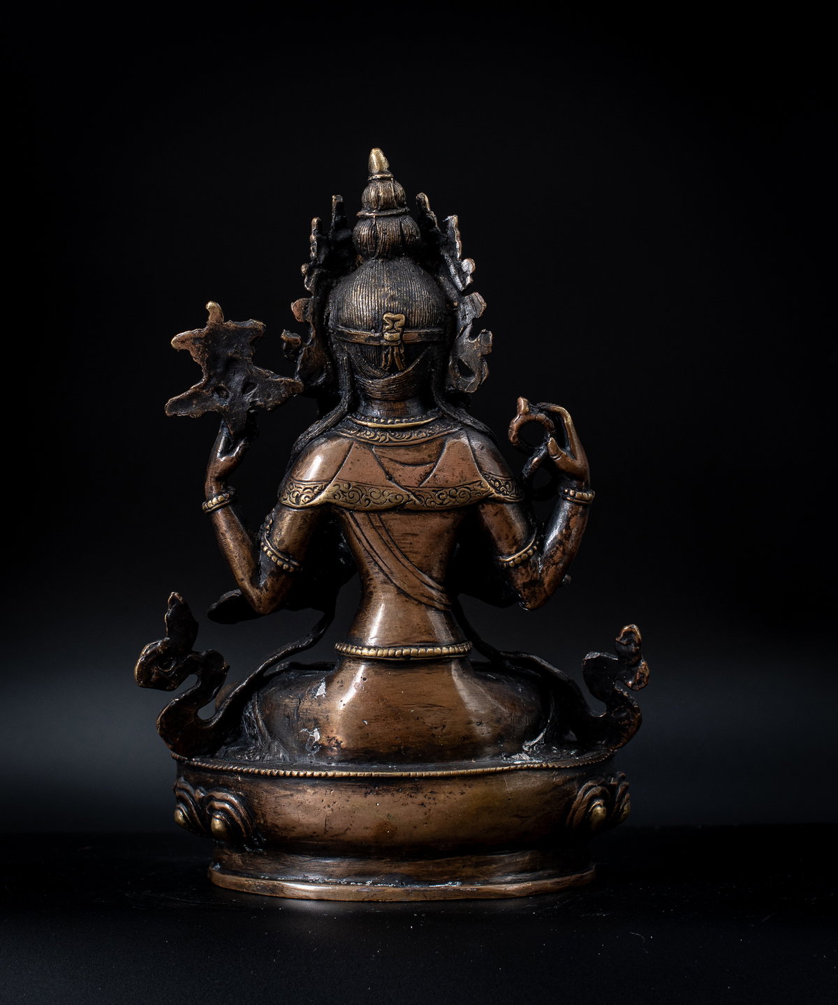 Bronzen beeld van witte Tara met vier armen – 22 cm