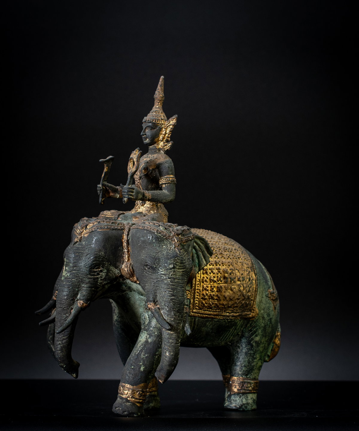 Indra on Erawan – Bronze with fire gilding, early 20th century