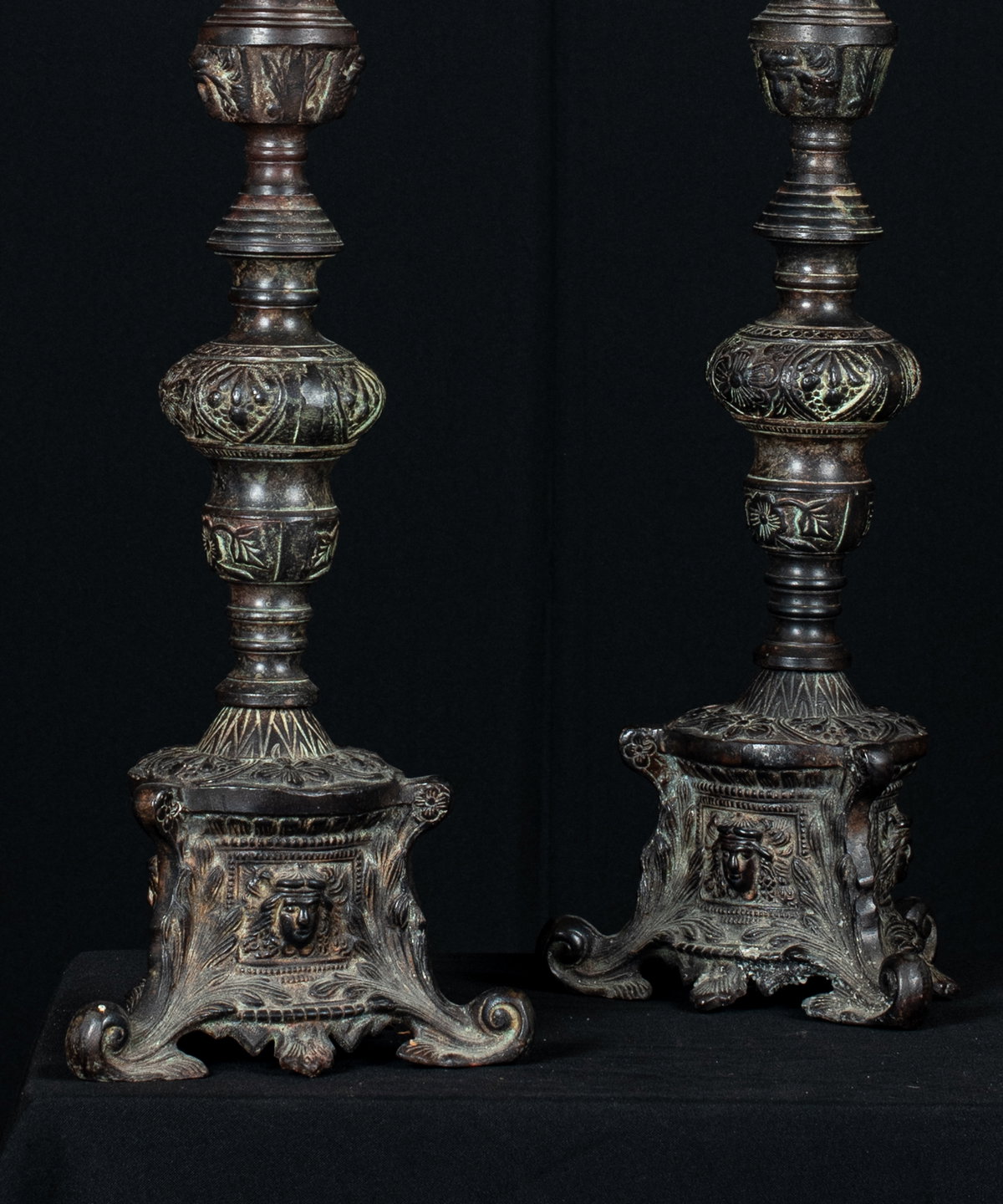 Set of Two Bronze Altar Candlesticks – 60 cm High