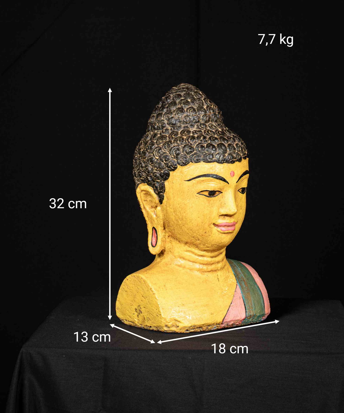 Buddha Head from Java – Handmade stone bust 32cm