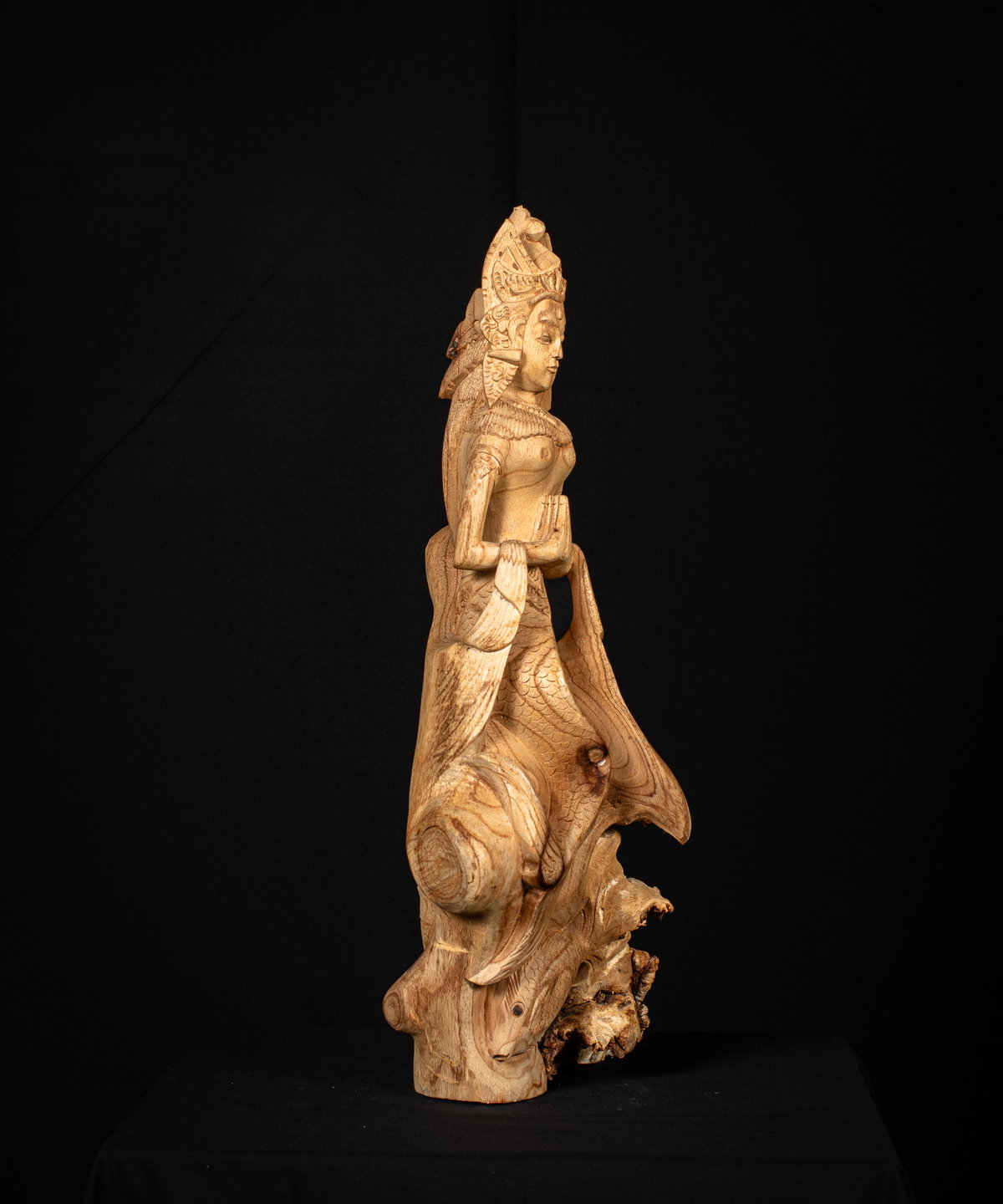 Hand-carved Balinese mermaid goddess (Namaskara) 50cm