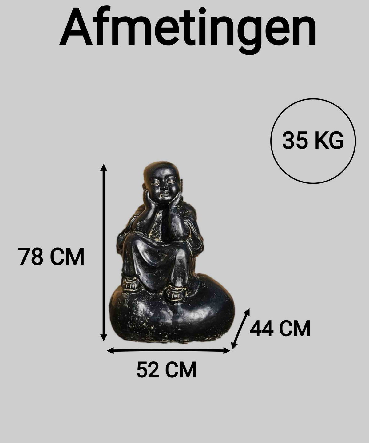 Shaolin-munkki kalliolla – Hardy-patsas 78 cm