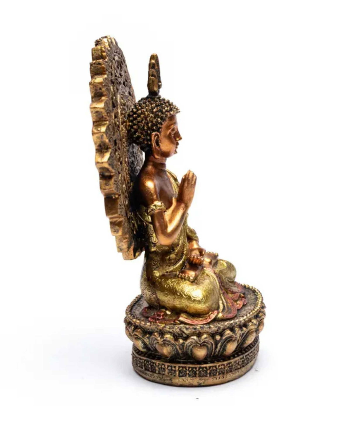 Buddha on Lotus Throne with Halo – Abhaya & Dhyana – 18,4 cm