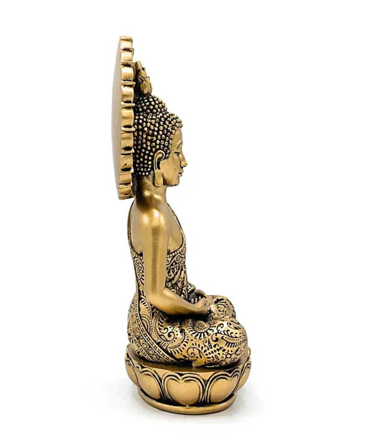 Buda dorado con halo – Dhyana mudra (25 cm)