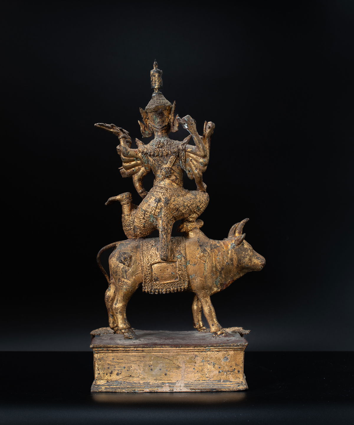 Hindu deity on Nandi – ormolu bronze 37cm