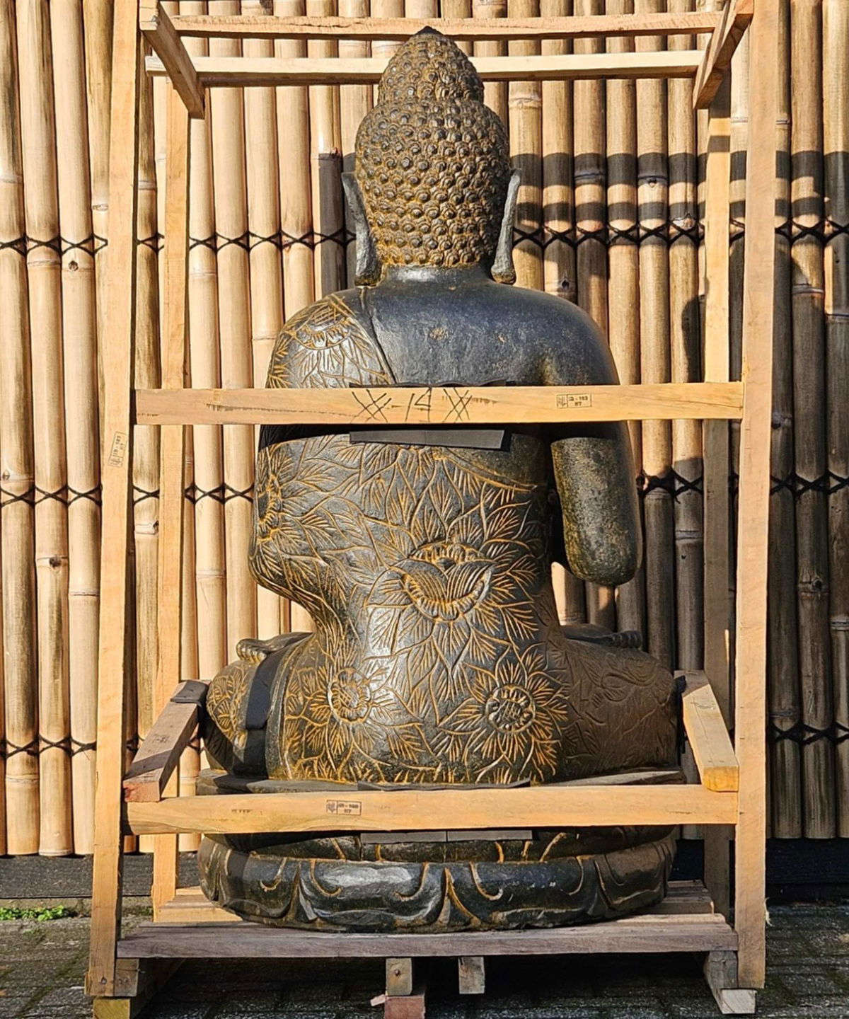Monumental Buddha statue in Añjali Mudra – Greenstone, 150 cm