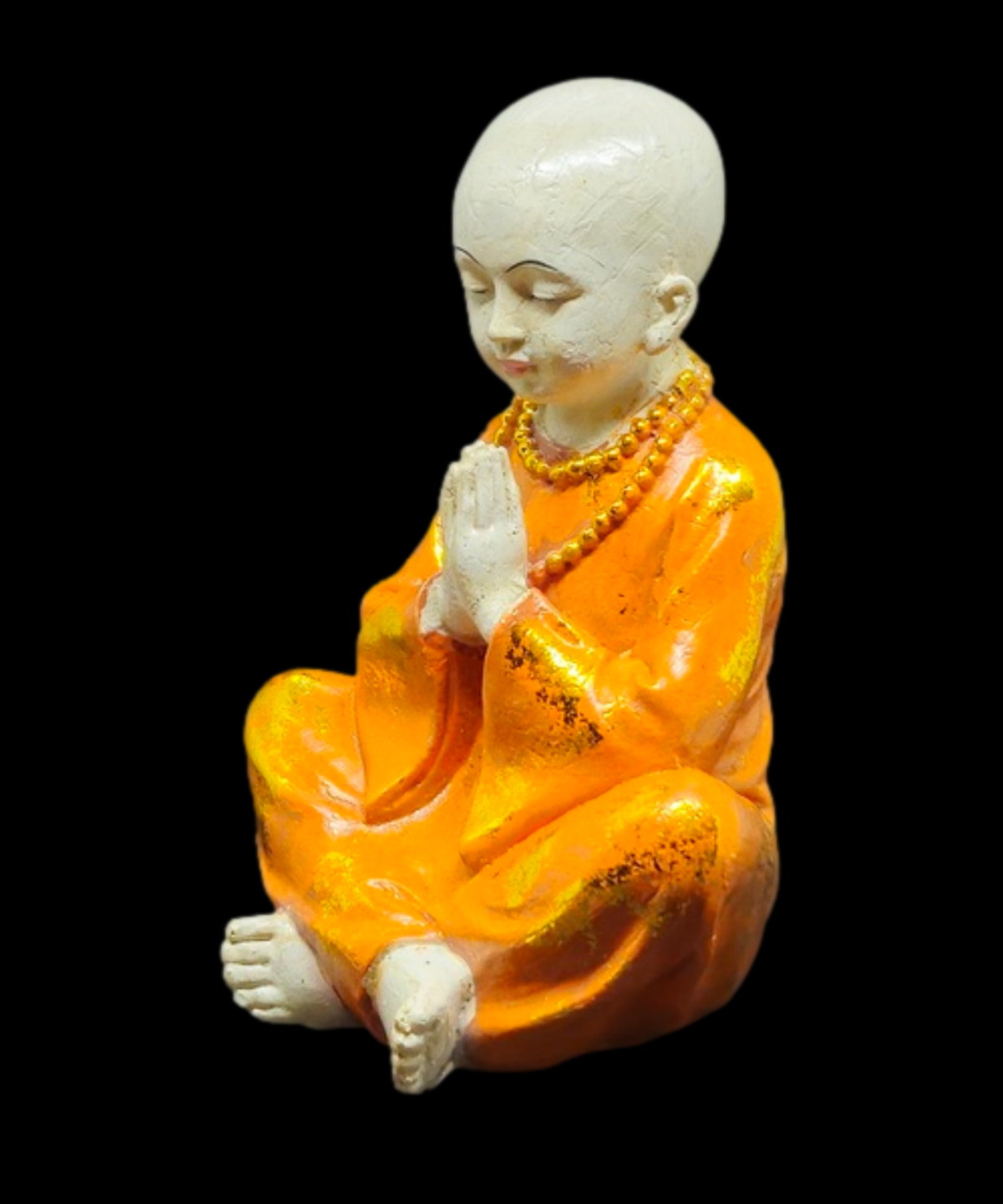 Miniatuur monnik in gebed – craquelé afwerking 17 cm