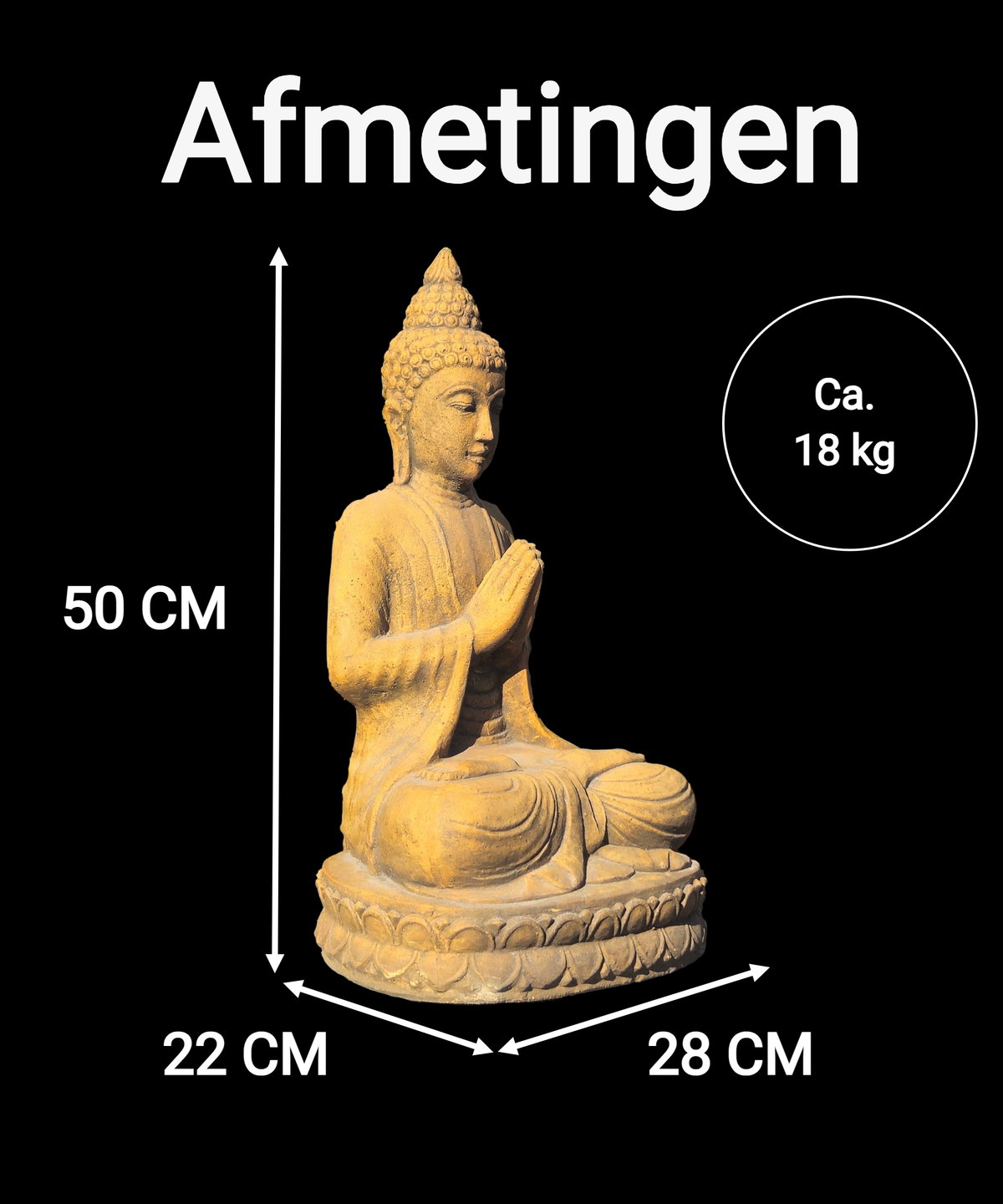 Tajski Budda w pozycji modlitewnej – 50 cm Hardy